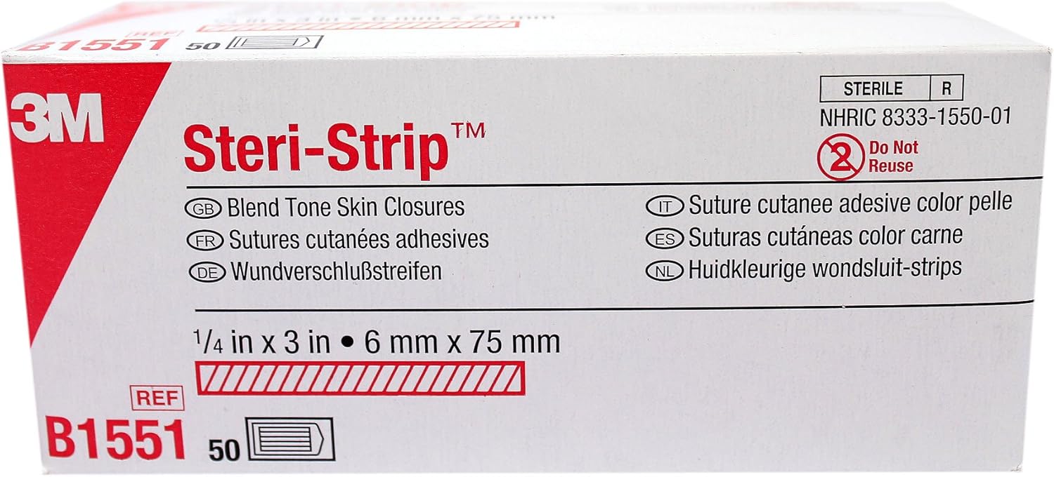 3M B1551 Steri-Strip Tan Skin Closures 1/4 in. x 3 in. (Case of 200 ...