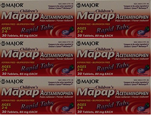 Major 904579146 Mapap 80mg Grape Rapid 30 Tab Childrens Acetaminophen ...