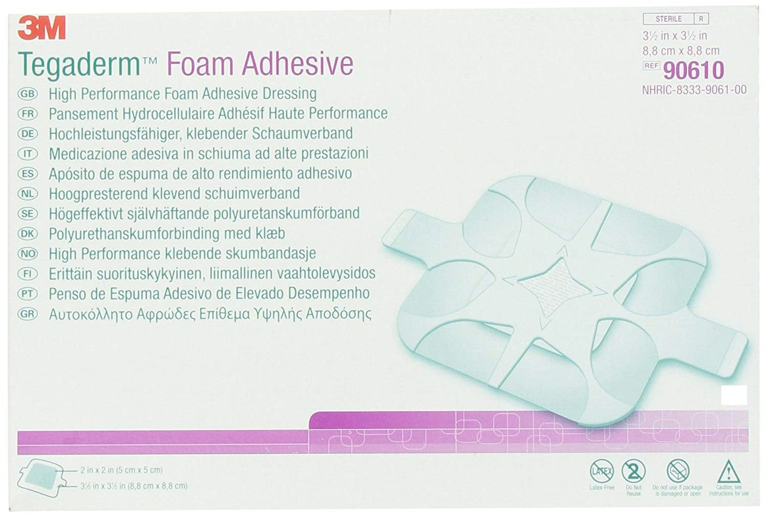 3M 90610 Tegaderm Adhesive Foam Dressing 3.5 in. X 3.5 in. (Each ...